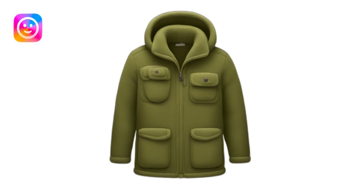fleece jacket, olive color, with a lock and pockets emoji | AI Emoji ...