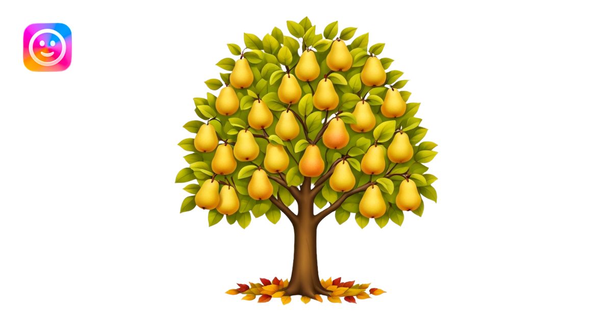 Pear Tree colorful,yaprakları sarı emoji | AI Emoji Generator