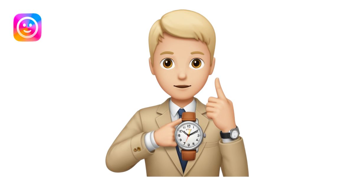 Emoji saying now maybe a watch and ur pointing at it like times up ...