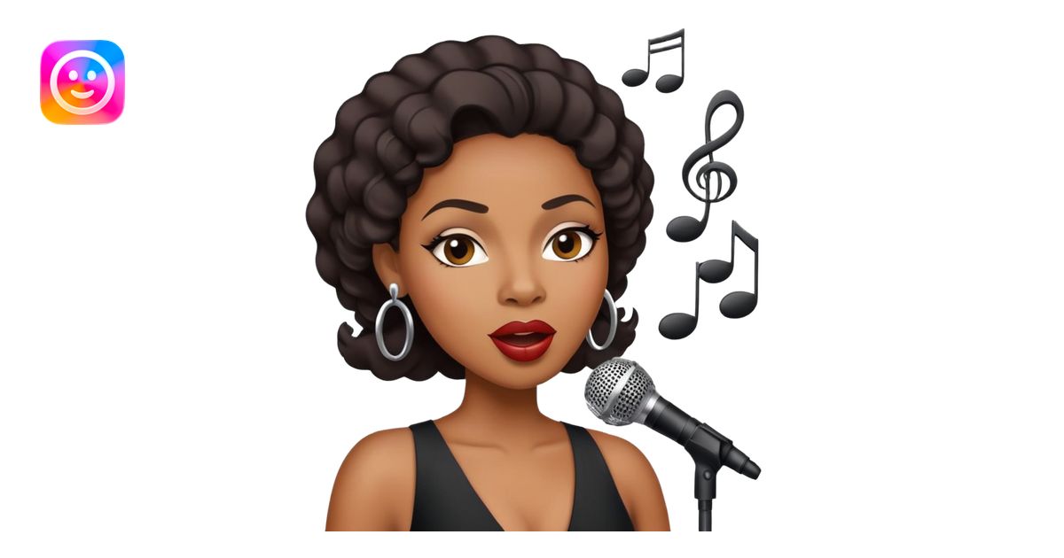 Black female jazz singer with a microphone, expressive face, musical ...