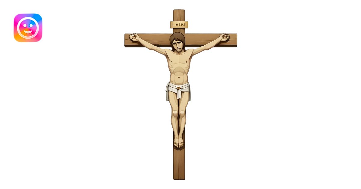 Crucified Liam Gallagher in the style of Jesus full body on cross emoji ...