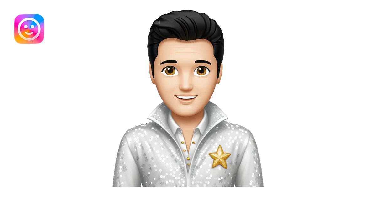 Elvis Presley with white sequin outfit emoji | AI Emoji Generator