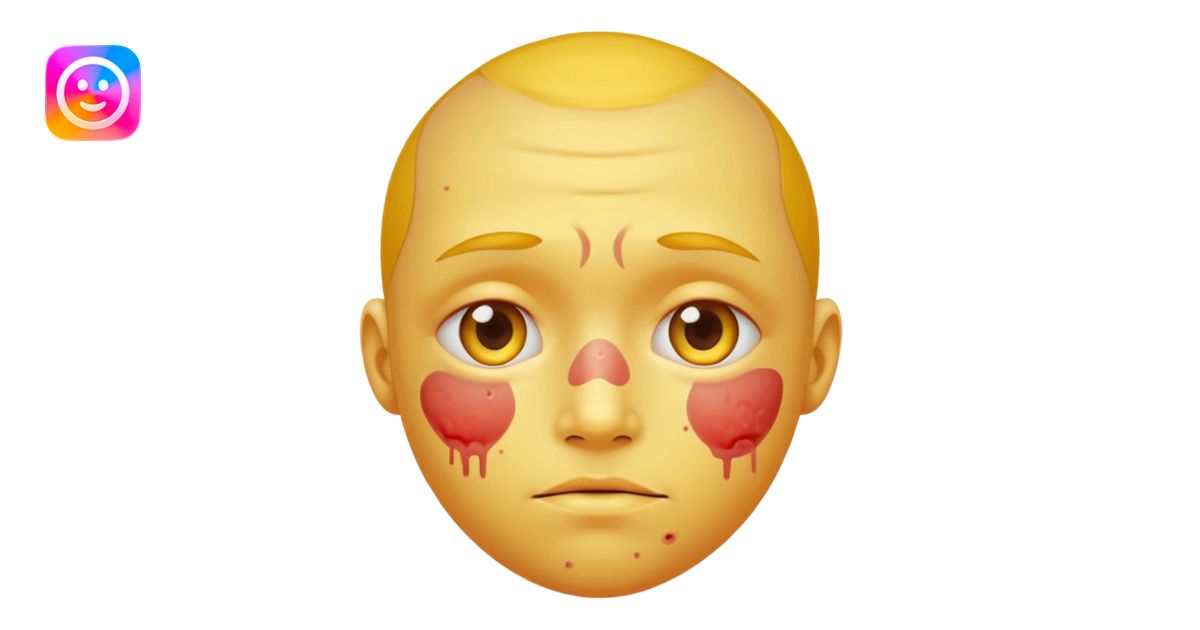 A circular yellow face with many small and close together face herpes ...