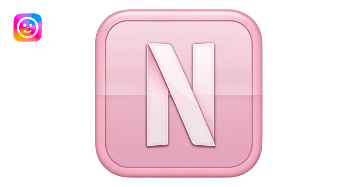 Netflix aesthetic "N" logo in pastel pink with white glowing outline ...