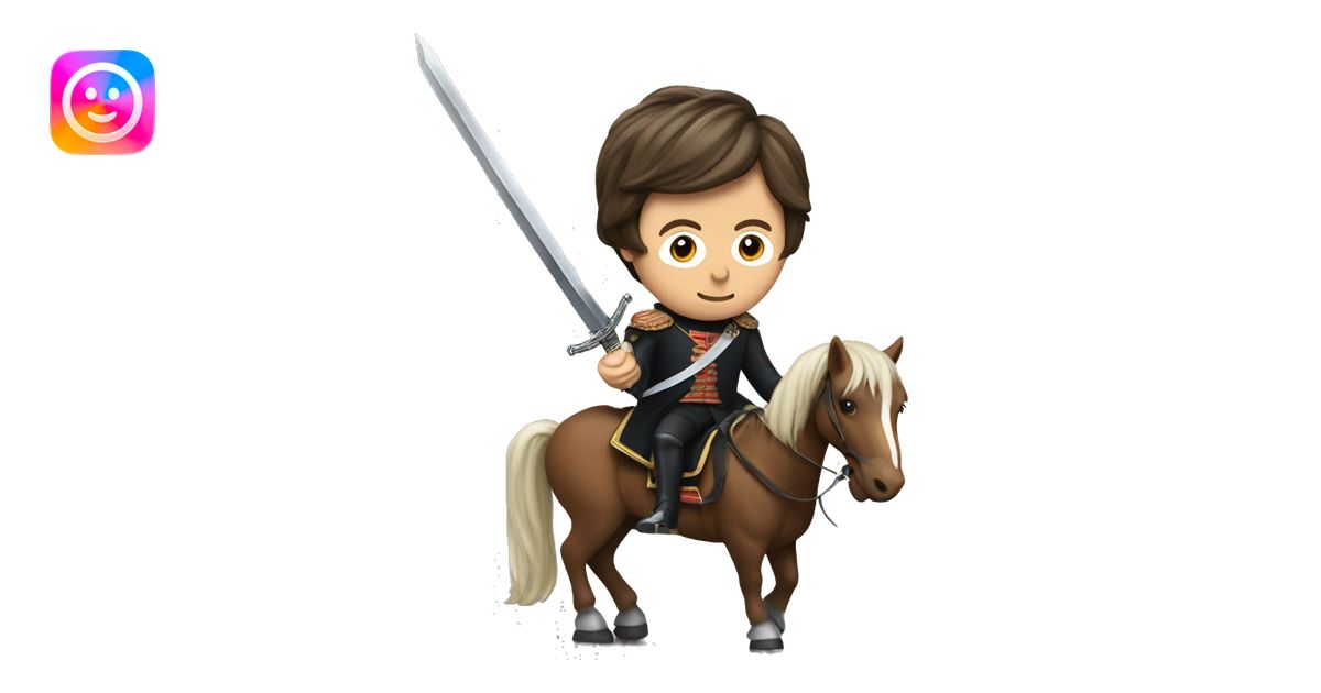 sir paul McCartney on a horse with a sword emoji | AI Emoji Generator