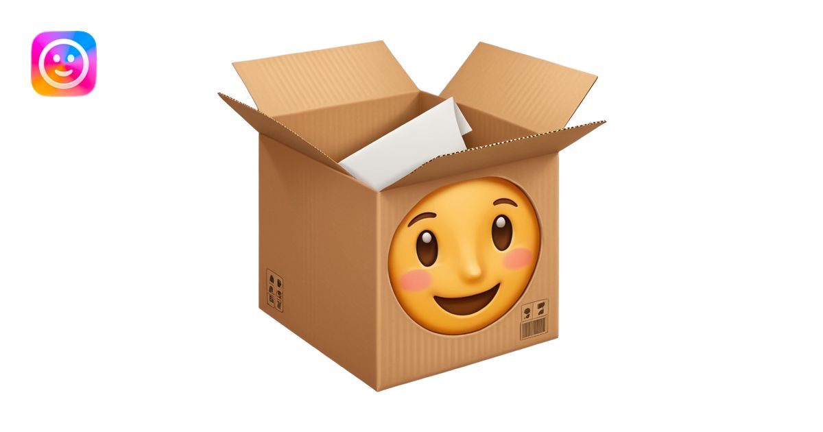 carton box, slightly open, paper peeking out emoji | AI Emoji Generator