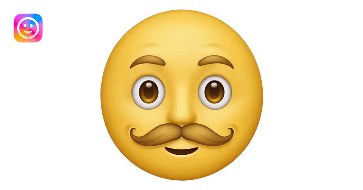 Mustache on a normal yellow smiley with no dimple and more masculine ...
