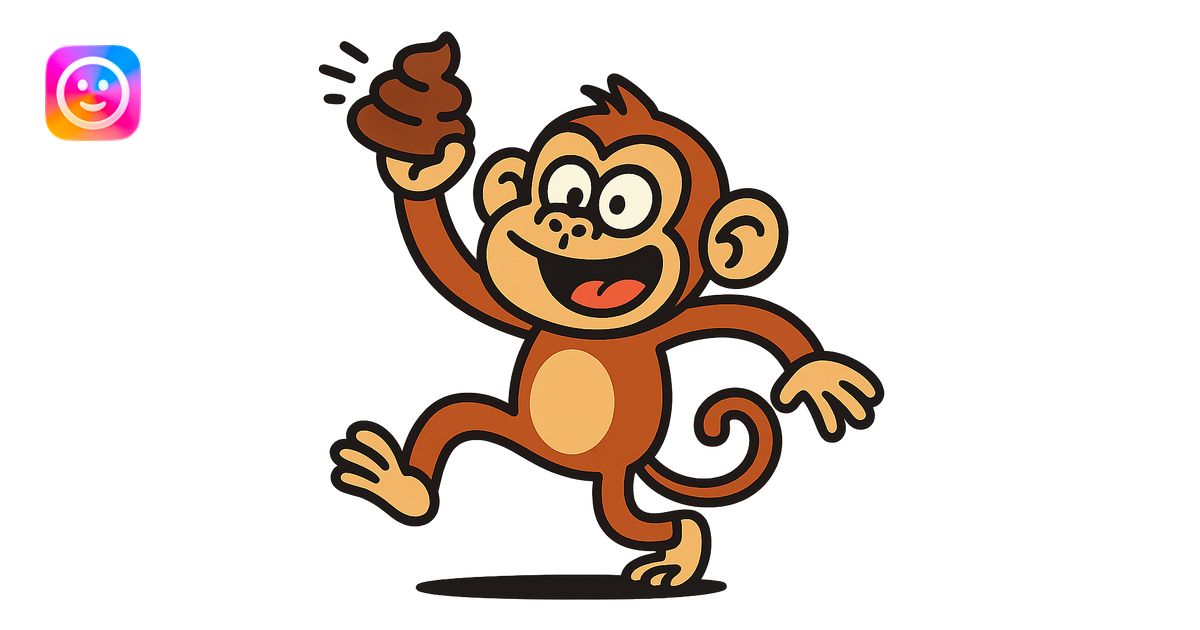funny monkey throwing poop, cartoon style, vibrant colors, funny ...