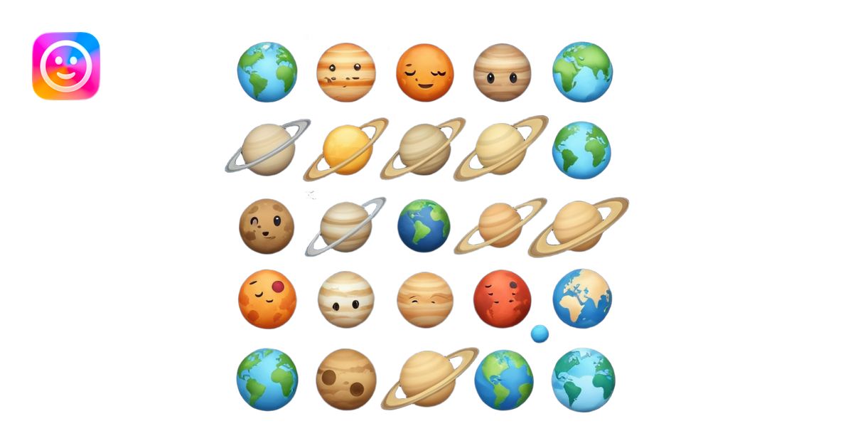 12 planets emojis I need a labeled and a ine for each planet :mercury ...