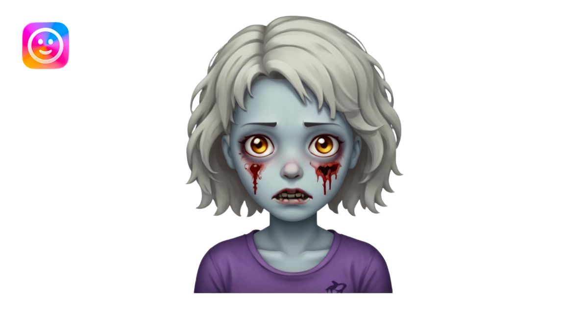 Zombie girl with bruises, she has a short wavy hair. emoji | AI Emoji ...