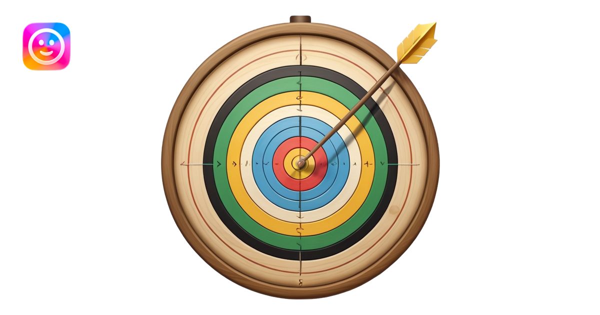 A bow with an arrow drawn back, aimed at a target with concentric rings ...