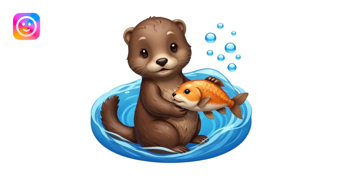 adorable otter floating on clearly visible blue water with waves ...