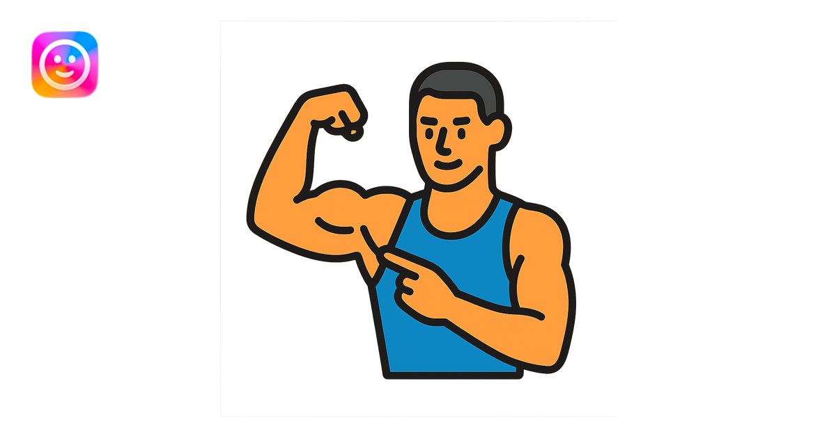 a very strong sportsman boasting his huge arm muscles. Pointing to them ...