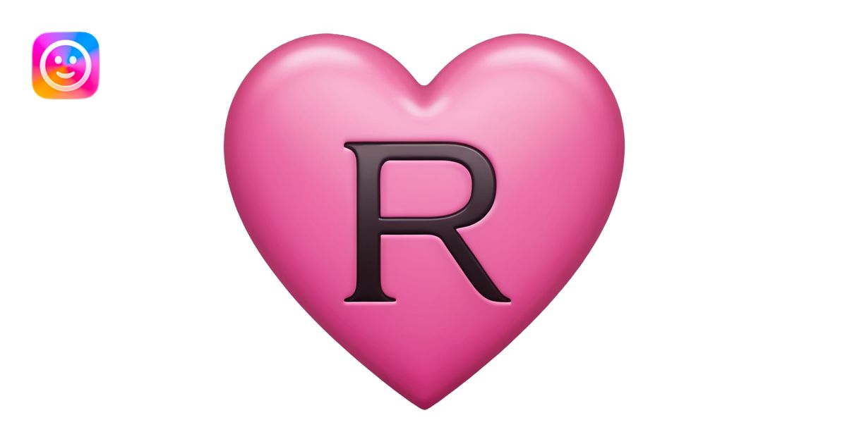 Make a pink heart with an R in the middle emoji | AI Emoji Generator