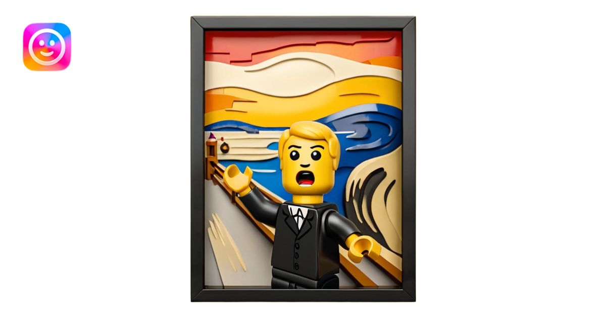 Edvard munch The Scream painting with Lego emoji | AI Emoji Generator