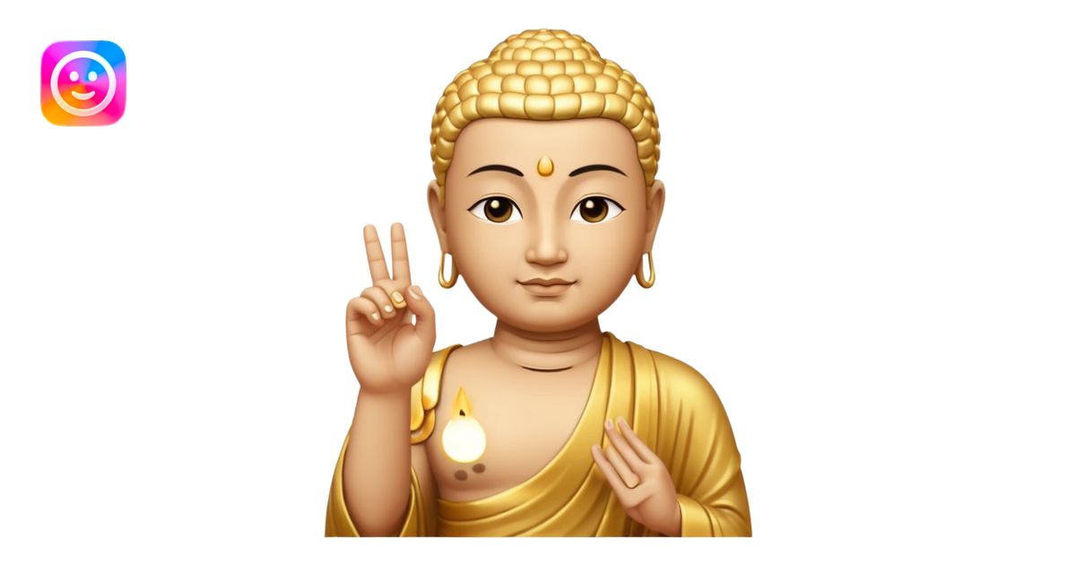 Buddha facing the front with his index finger emoji | AI Emoji Generator