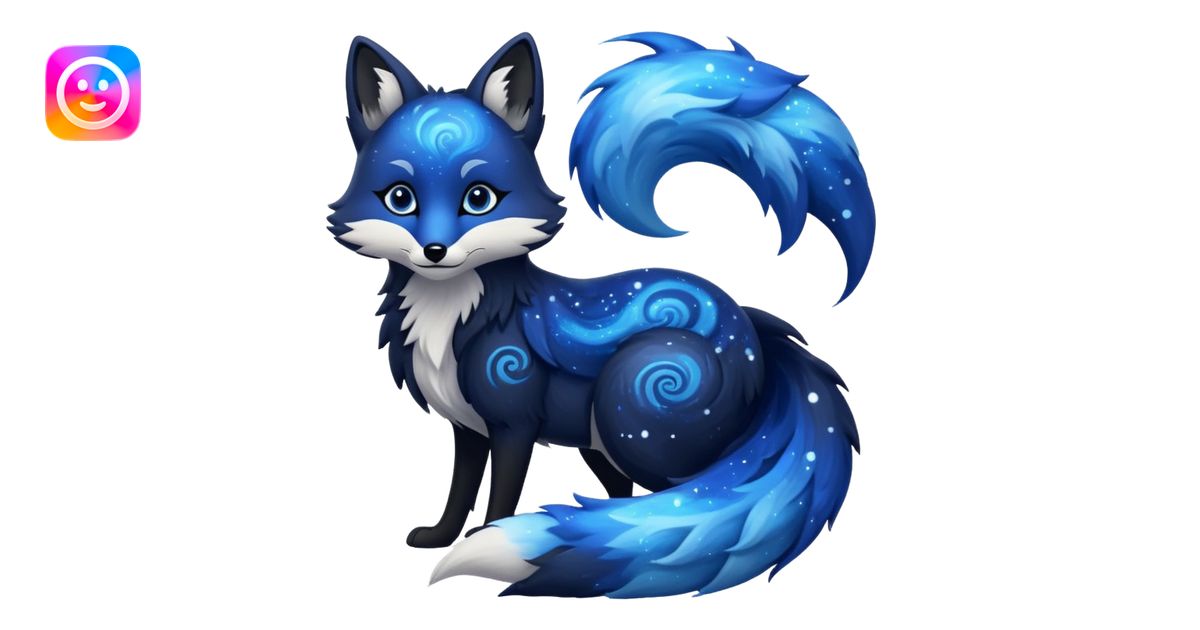 Black fox with blue swirling galaxy/marble pattern emoji | AI Emoji ...