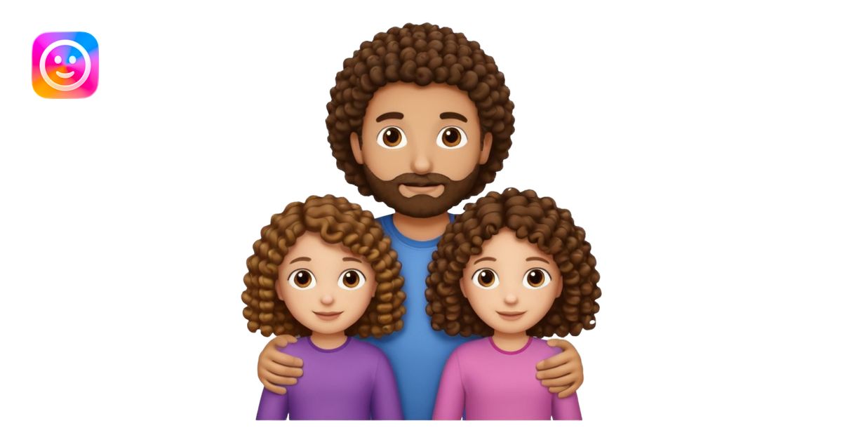 Brown dad with his two daughtersbone who is 5 and has curly hair and ...