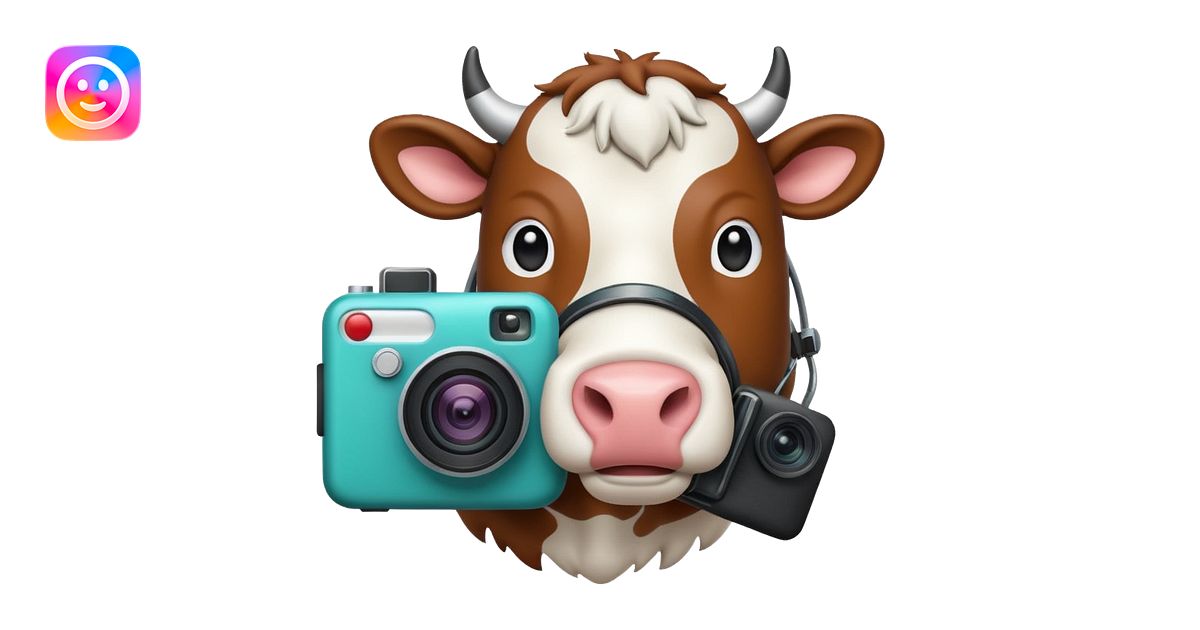 Emoji-style icon showing a cow and buffalo with a camera and image ...