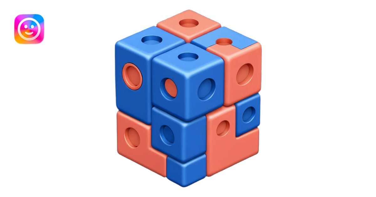 Modern minimal emoji: building blocks + connection flows + gear. Deep ...