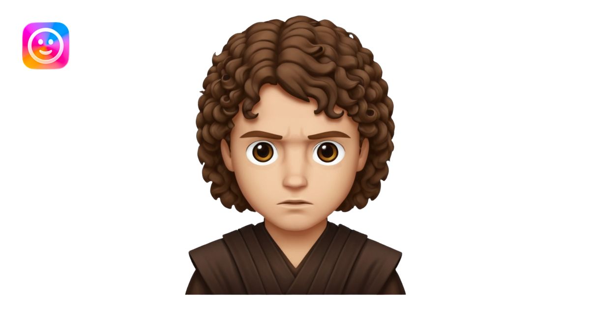 Anakin skywalker scar left eye curly brown hair emoji | AI Emoji Generator