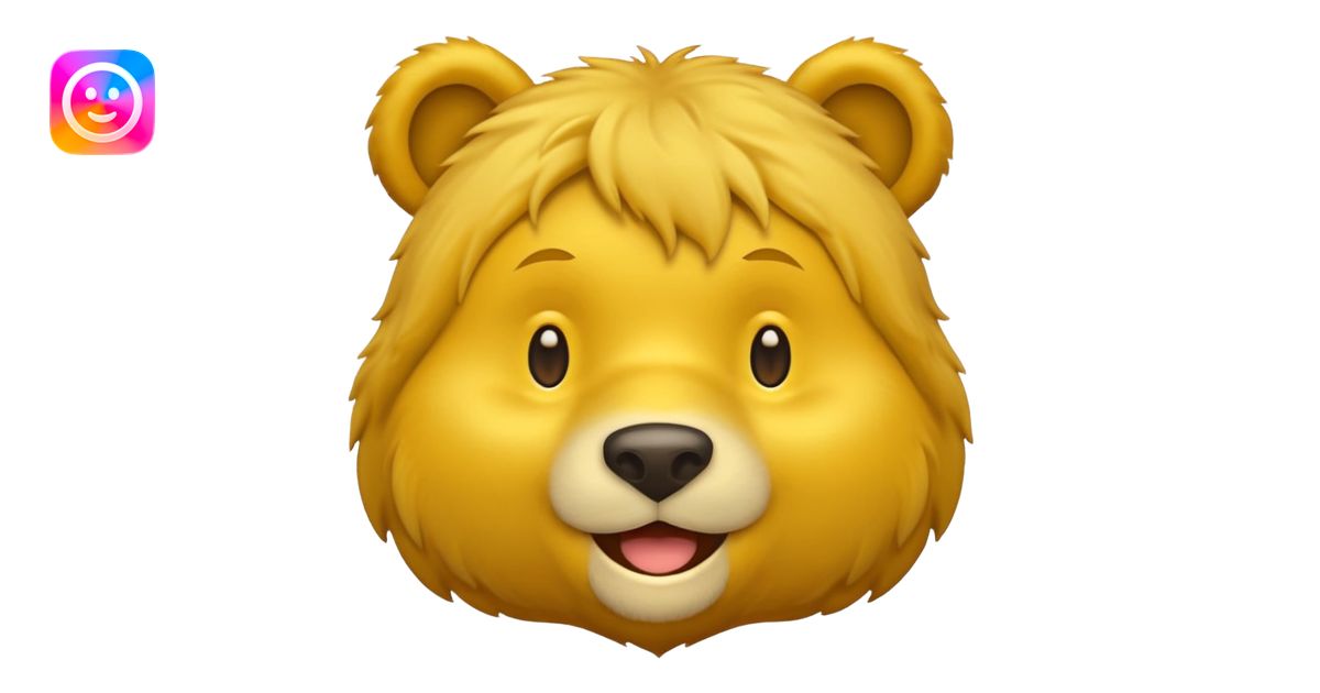 create a golden bear emoji just of the face using the style of ...
