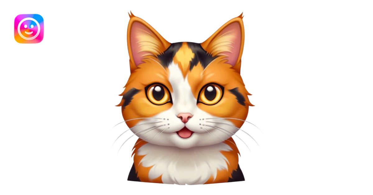 Cinematic Comical Calico Cat Portrait Emoji, Head tilted dramatically ...