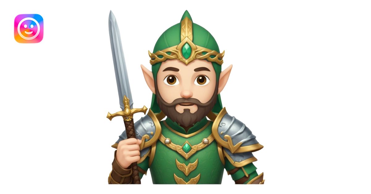Bearded warrior elf in armor emoji | AI Emoji Generator