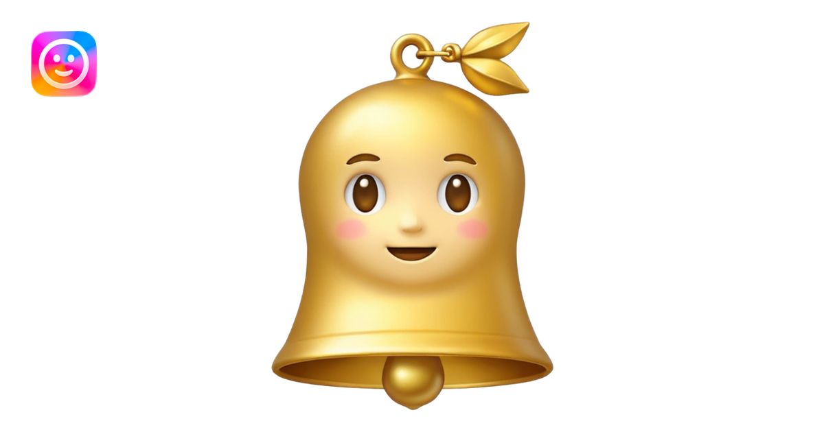 golden bell emoji, cute emoji style, mobile game emoji, soft 3D look ...