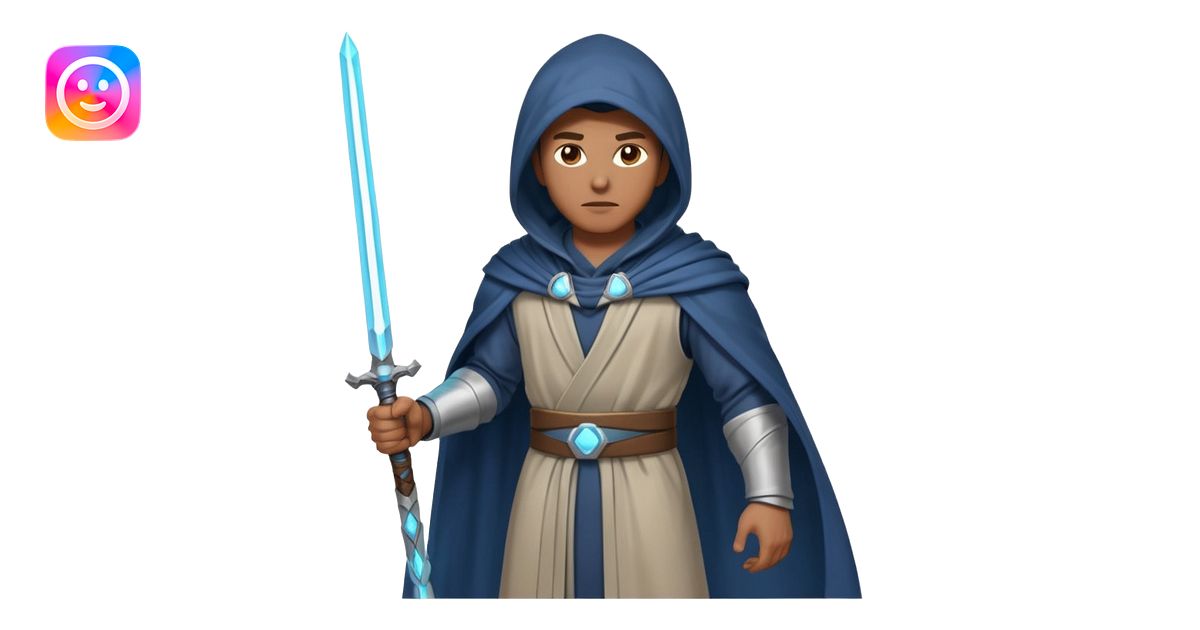 sci-fi space warrior human, glowing energy sword, hooded robe, heroic ...