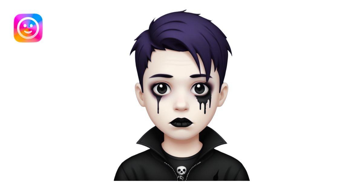 Goth boy with smeared lipstick emoji | AI Emoji Generator