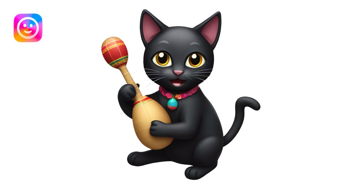 Black cat playing maracas emoji | AI Emoji Generator