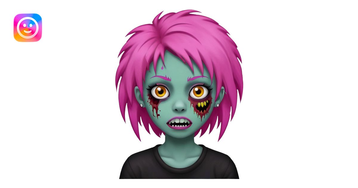 girl, zombie, pink coily hair, medium long, emo, shaggy, dark, spooky ...