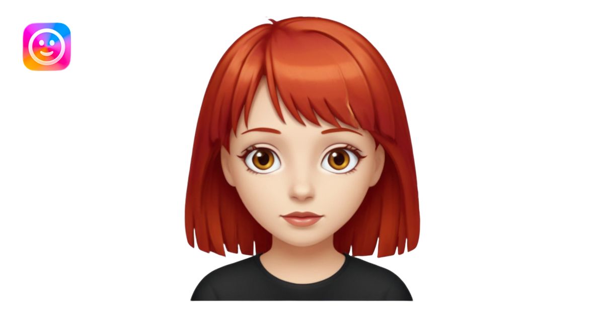 Uma menina de franja cabelos vermelhos e olhos de mel emoji | AI Emoji ...