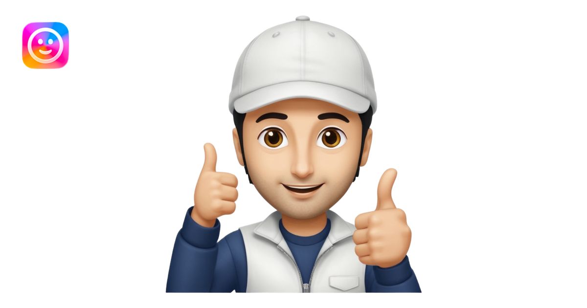 generate a pretty bratz emoji of ranbir kapoor wearing a white cap and ...