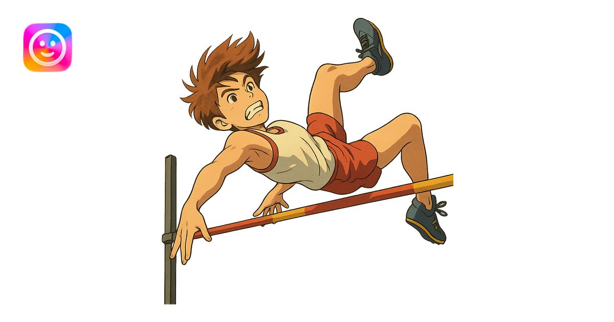 ghibli style high jump athlete in a dramatic jump image | AI Emoji ...