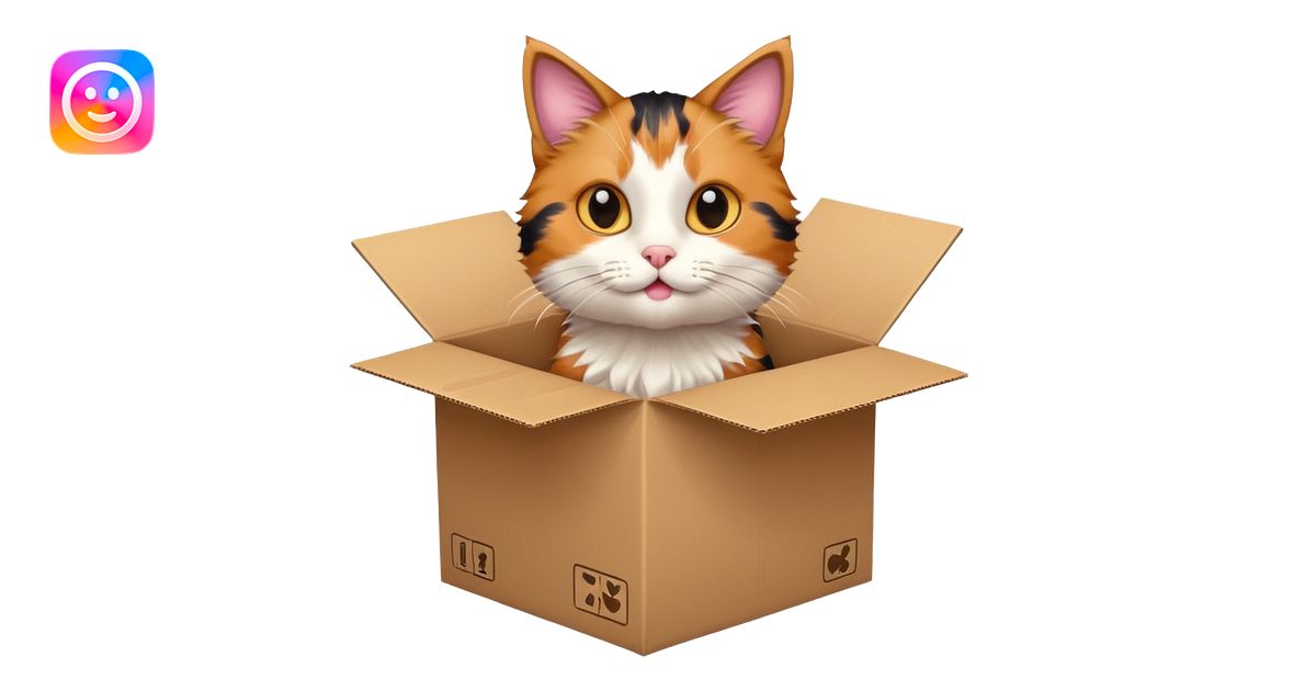 cat jumping inside into a box. the cat faces the box emoji | AI Emoji ...