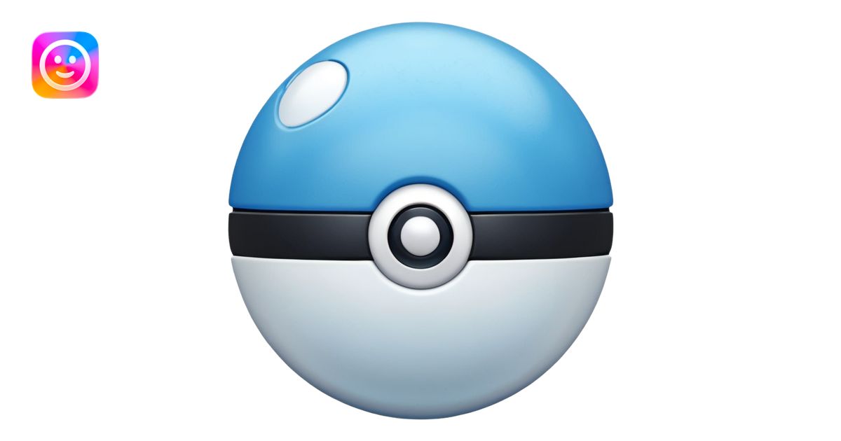 blue pokeball emoji, top half is a more saturated blue, bottom half is ...