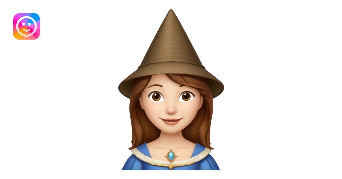 Medieval princess with cone hat and brown hair emoji | AI Emoji Generator