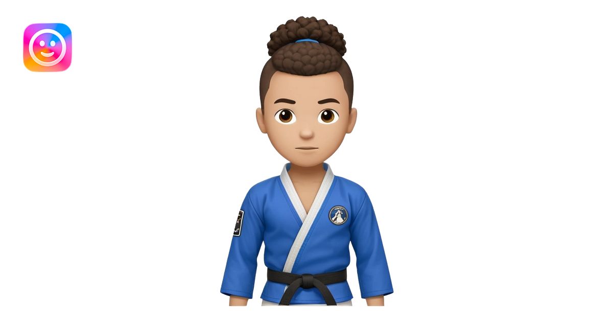 Mixed race boy BJJ instructor with pony tail afro hair and shaved bald ...