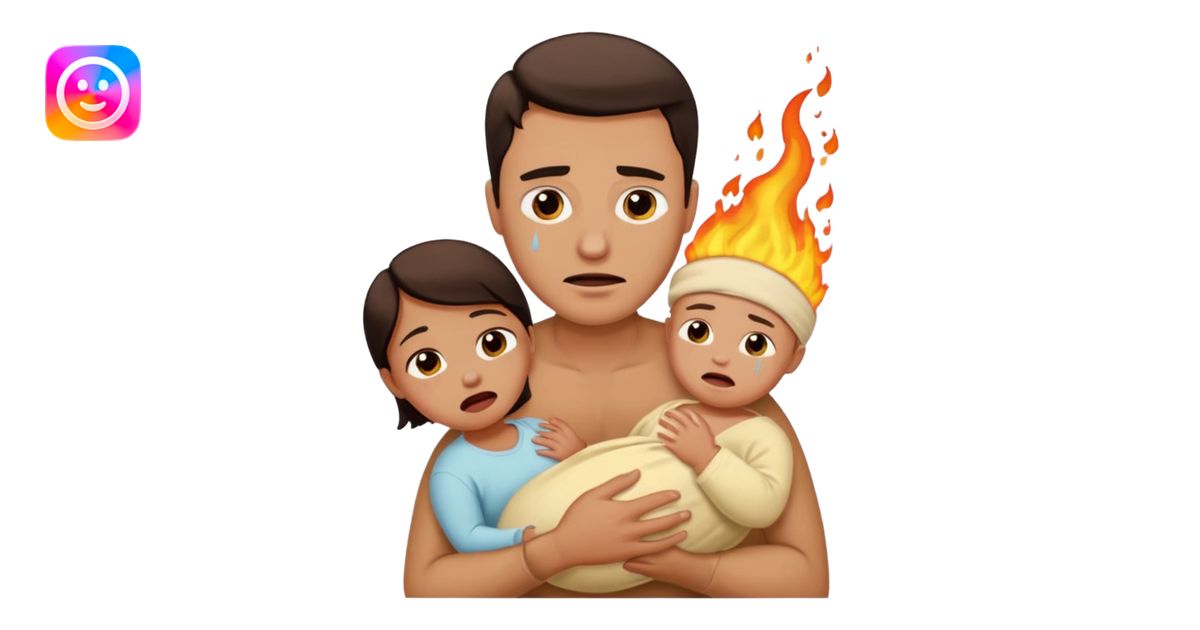 woman being burned in front of a very handsome man who carries a baby ...