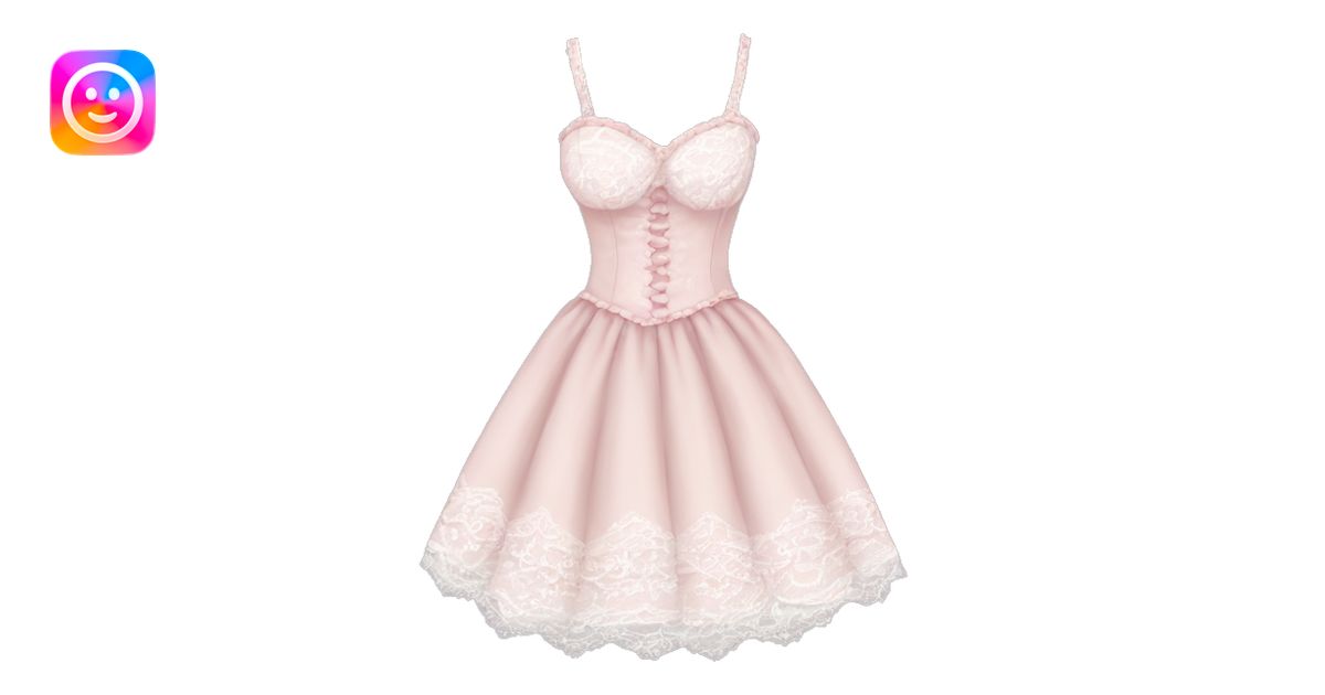 coquette dress, light pink cloth and white lace emoji | AI Emoji Generator
