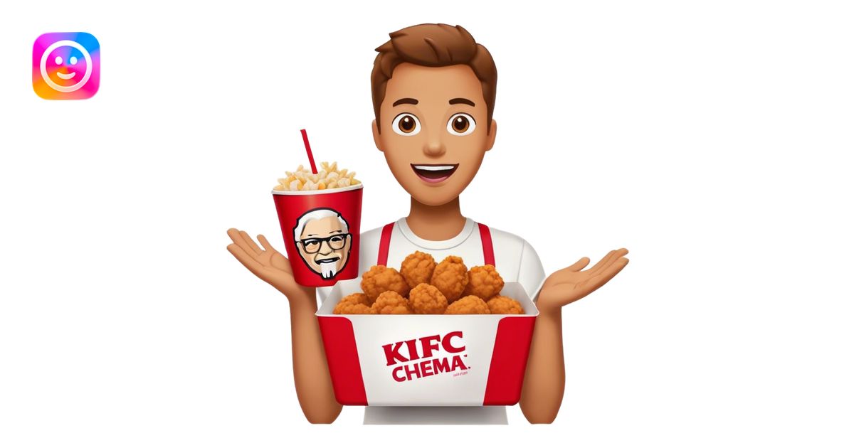 Create an emoji of a person holding a KFC meal with the phrase ...