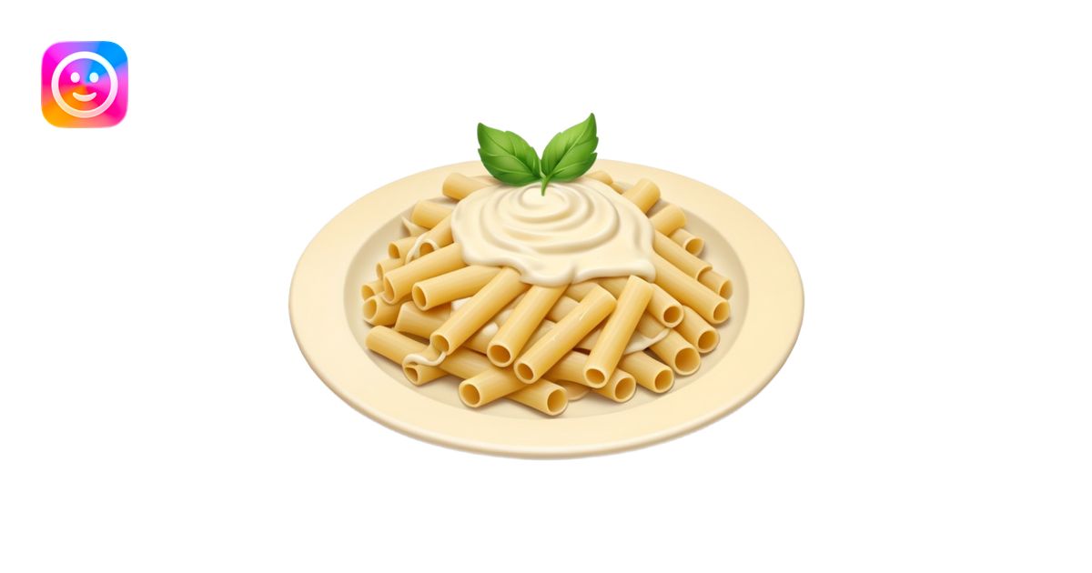 Pasta with cream sauce without Leaves emoji | AI Emoji Generator