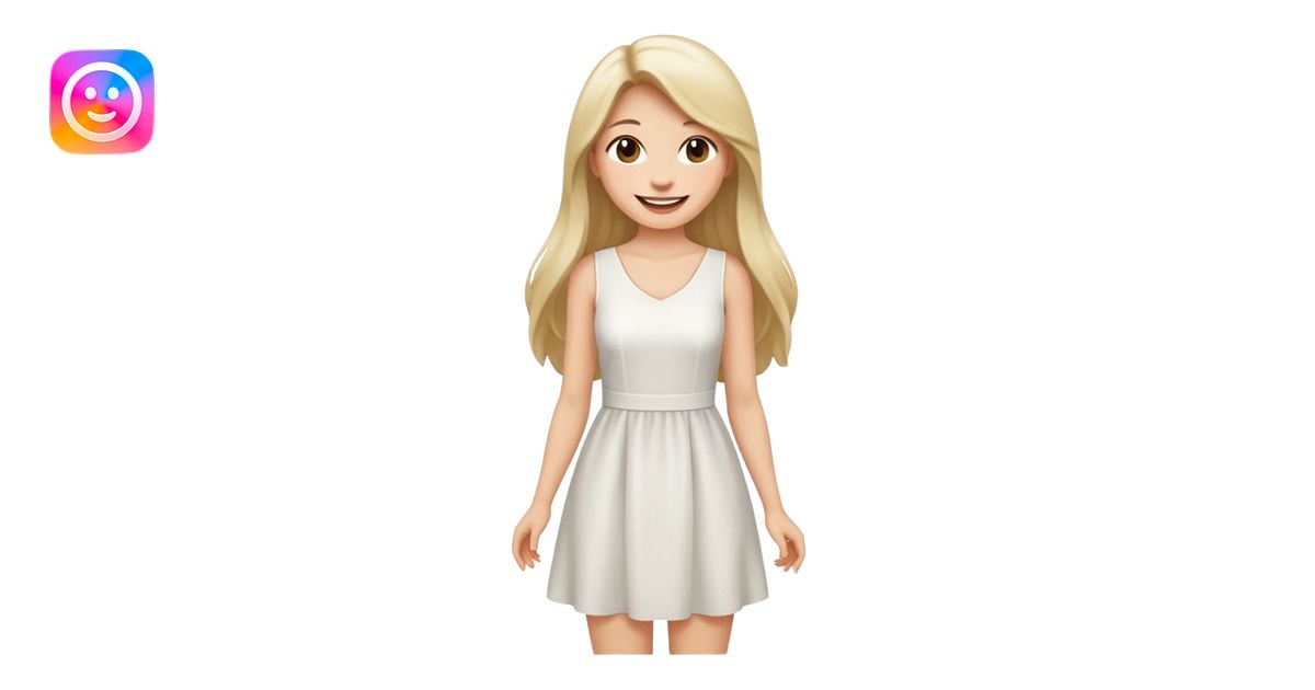 capelli piu lunghi e vestito bianco corto emoji | AI Emoji Generator