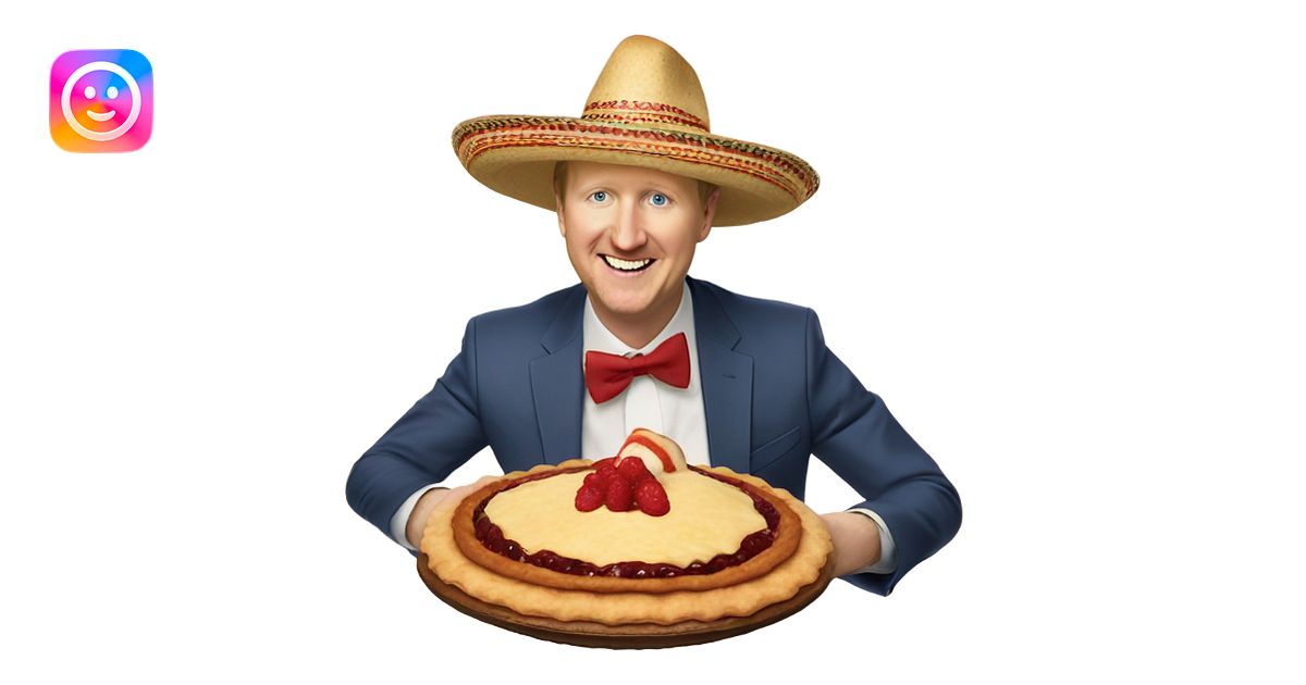 Ken Jennings wearing sombrero eating pie by the ocean emoji | AI Emoji ...