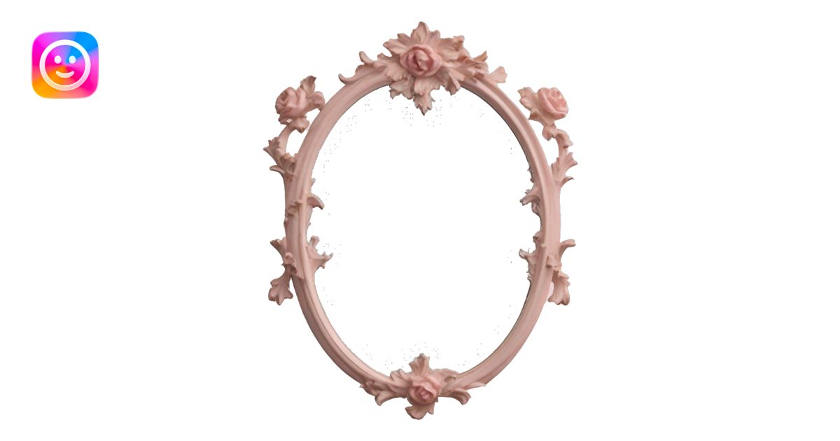 vintage rococo light pink dainty floral mirror emoji | AI Emoji Generator
