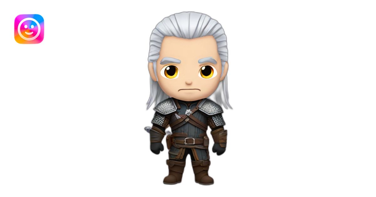 geralt the witcher as sweet big head chibi emoji | AI Emoji Generator