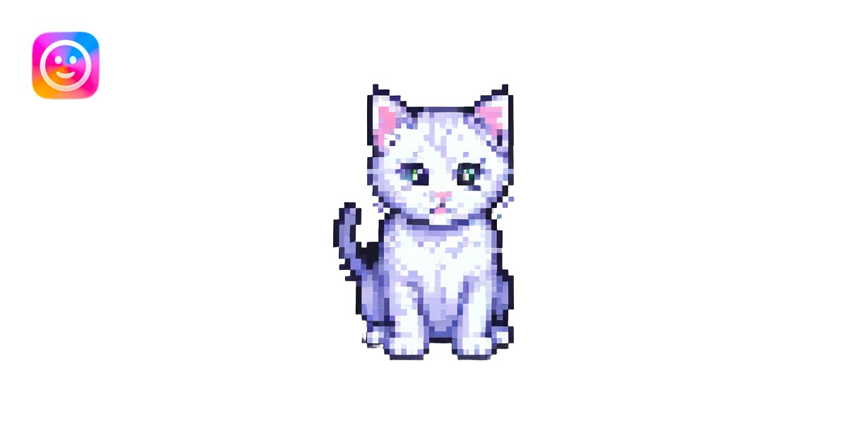 cute kitten, pixel art style illustration | AI Emoji Generator
