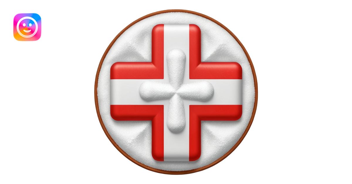 red cross icon on sugar powder emoji | AI Emoji Generator